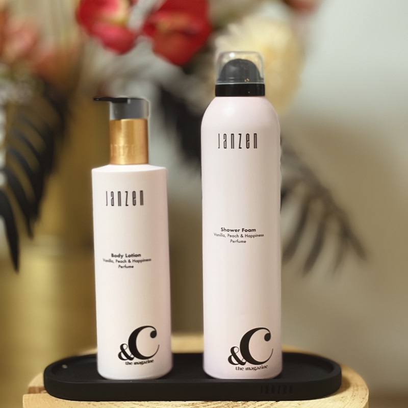 Janzen &C Vanille Roze giftset bodylotion en showerfoam